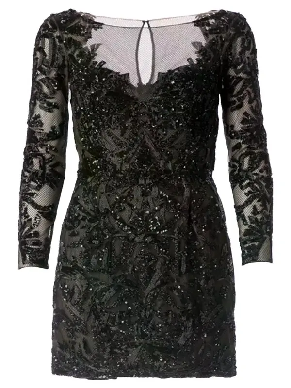 Zuhair Murad Sequin Embellished Mini Dress - Black