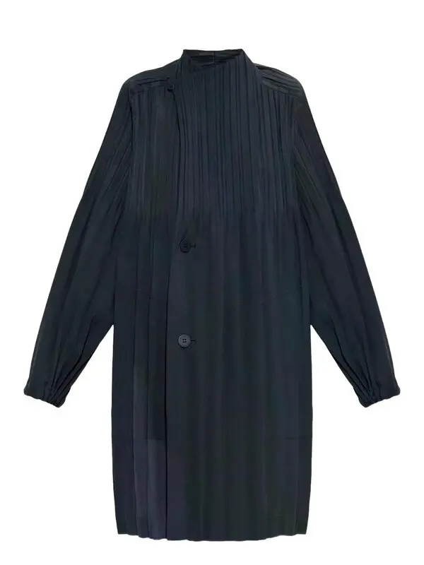 Issey Miyake Pleated Coat - Blue