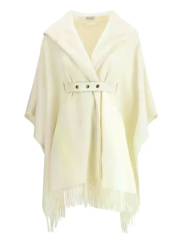 Moncler Hooded Fringed-hem Cape - Neutrals