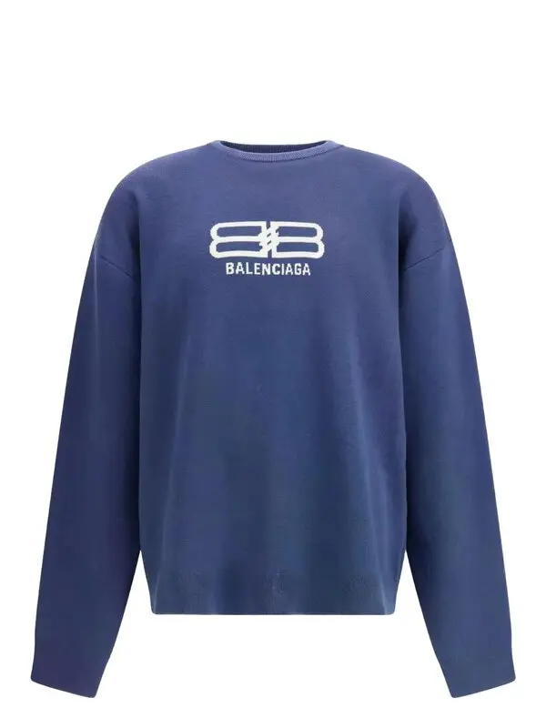 Balenciaga Logo-print Crewneck Sweater - Blue