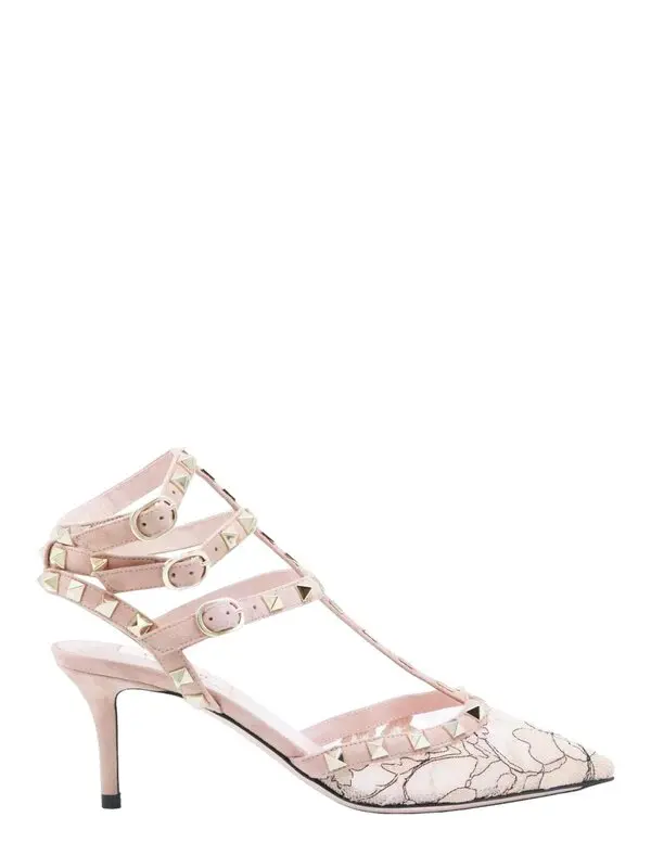 Valentino Garavani 65mm Rockstud Lace-pattern Pumps - Pink
