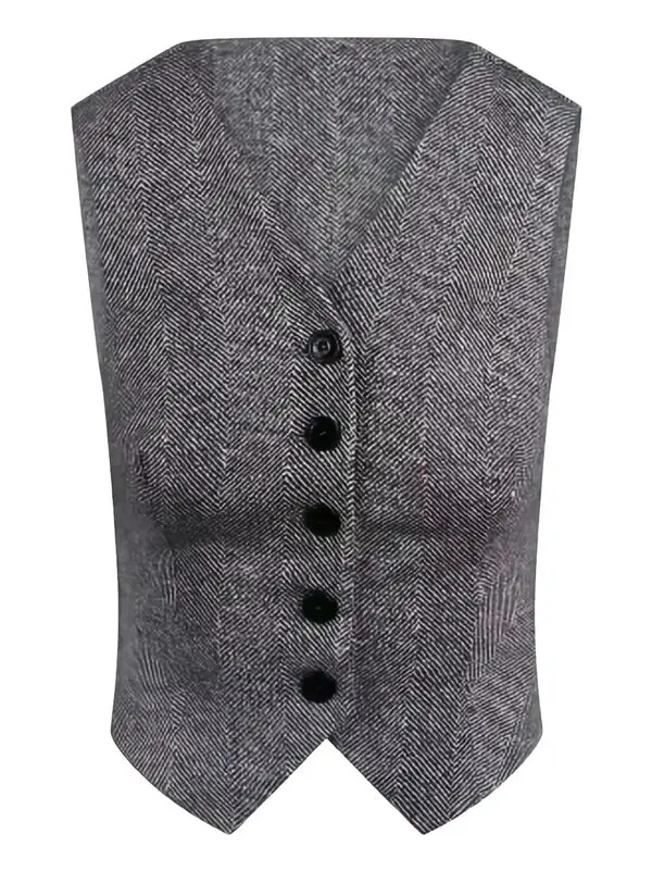 Ermanno Scervino Herringbone Button Waistcoat - Grey