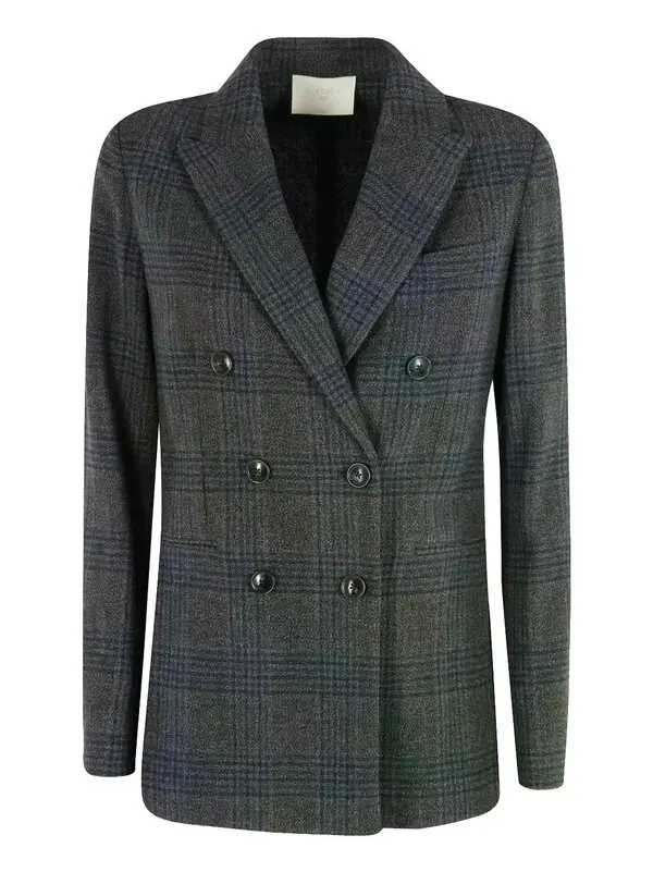 CIRCOLO 1901 Check Double-breasted Blazer - Grey