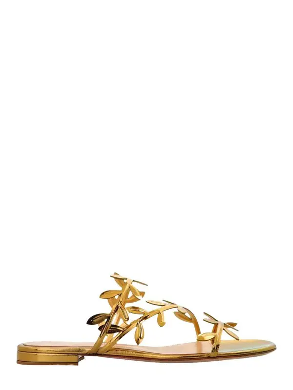 GIANVITO ROSSI Leather Flat Sandals - Gold