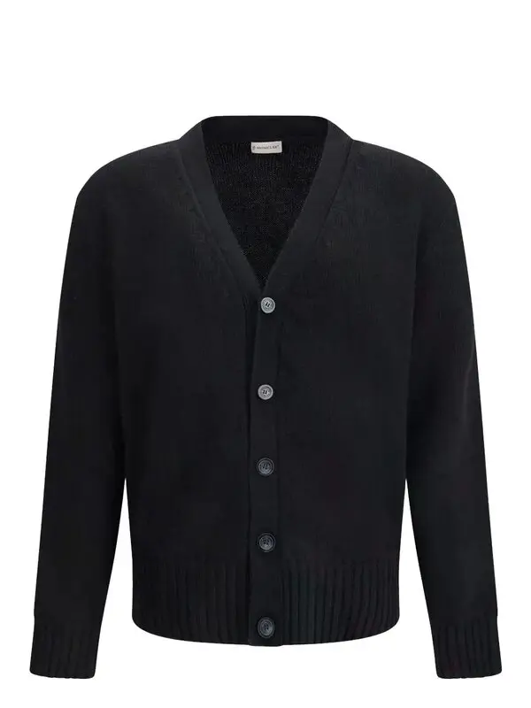 Moncler Button-fastening Cardigan With Logo Patch - Black