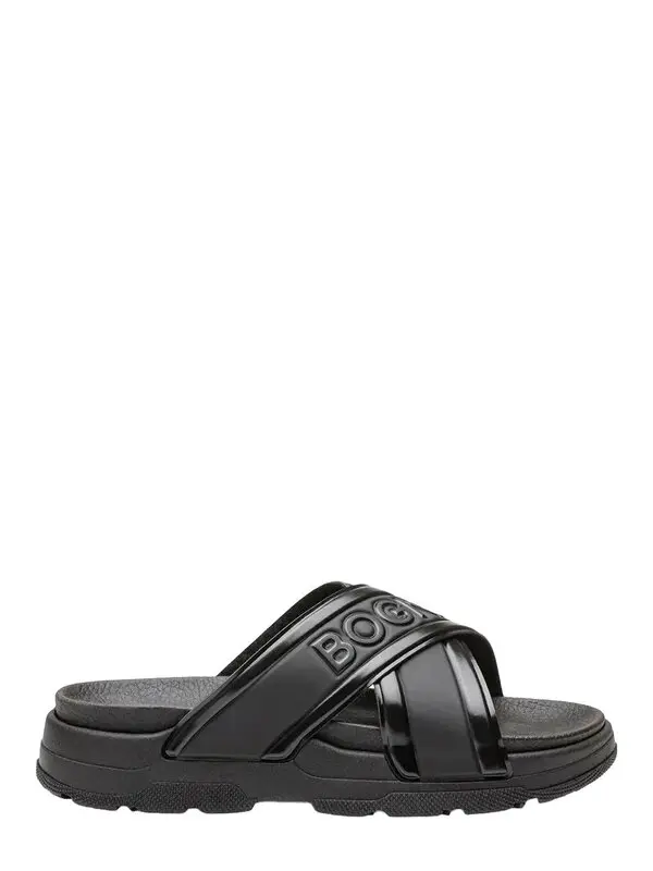 Bogner Embossed Crossover Flat Sandals - Black
