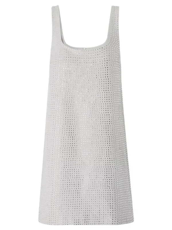 Pinko Perforated Square Neck Midi Dress - White