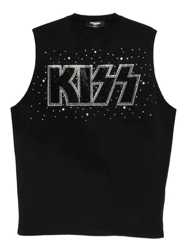 Dsquared2 X Kiss Crystal-embellished Tank Top - Black