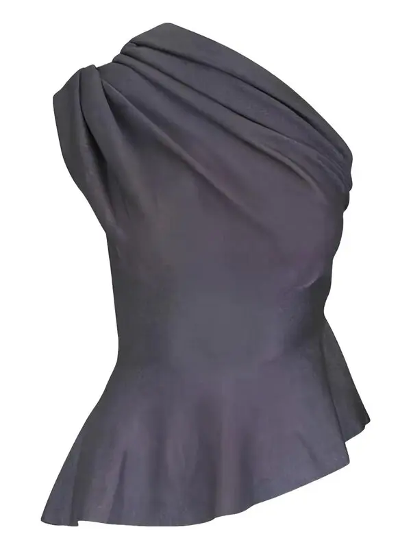 Khaite One-shoulder Ruffled Top - Grey