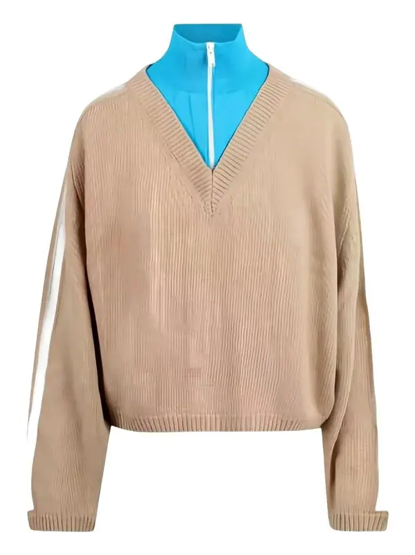 SSHEENA Half-zip V-neck Sweater - Neutrals
