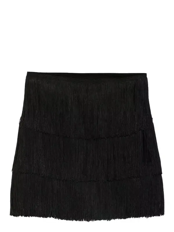 Norma Kamali Fringed Mini Skirt - Black
