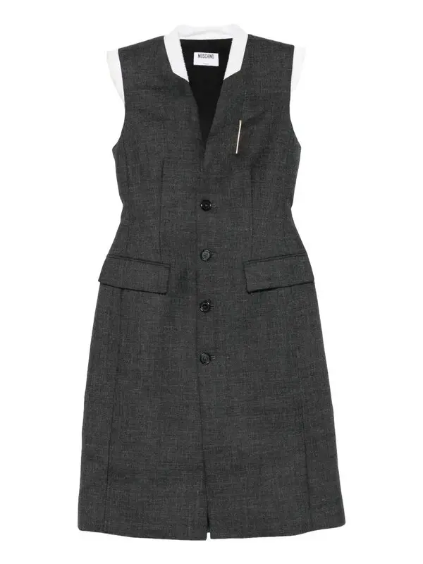 Moschino Button-fastening Sleeveless Dress - Grey