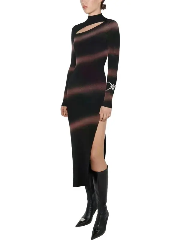 MISBHV Striped Cut-out Knitted Dress - Black