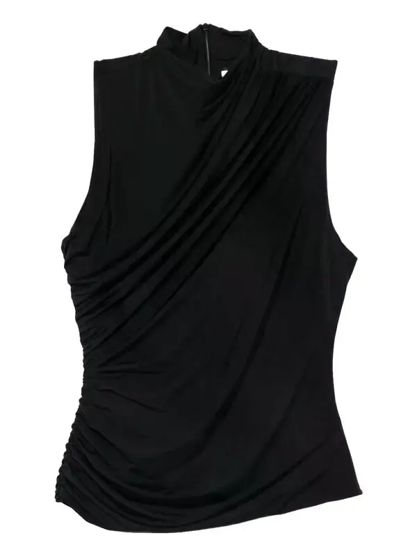 MARSEM Draped High-neck Top - Black