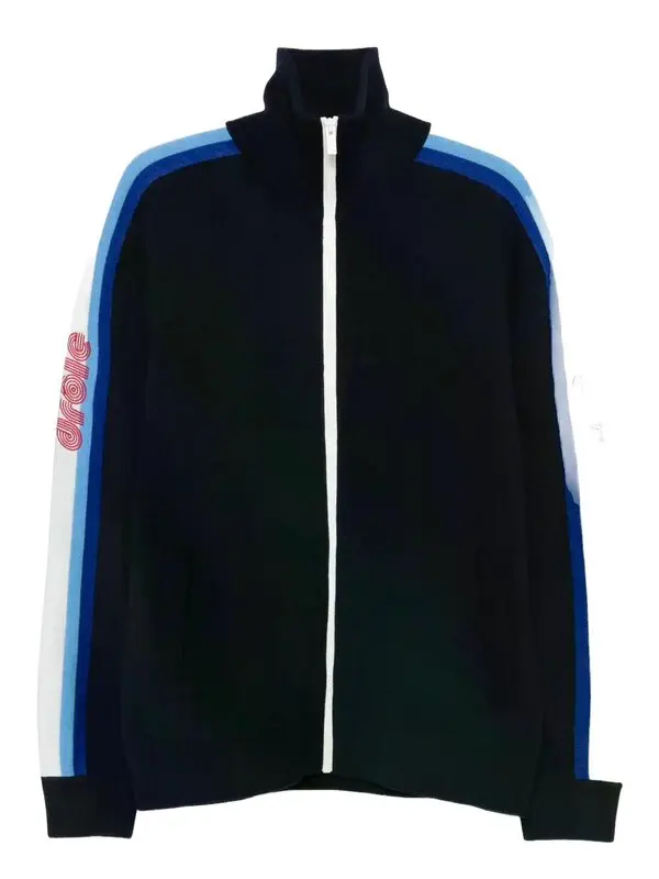 Drole De Monsieur Side-stripe Zip-up Sweater - Blue