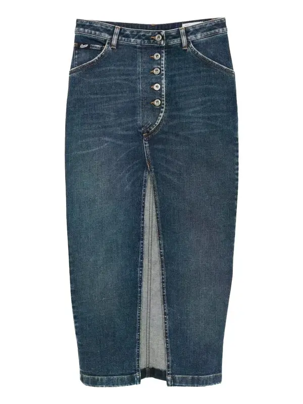 PENCE 1979 Whiskering-effect Denim Skirt - Blue