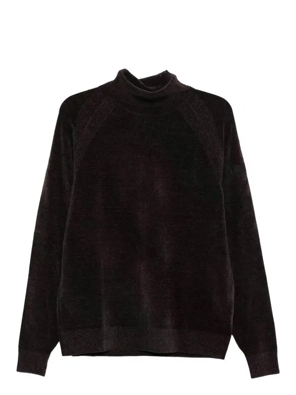 RRD High-neck Panelled Sweater - Brown