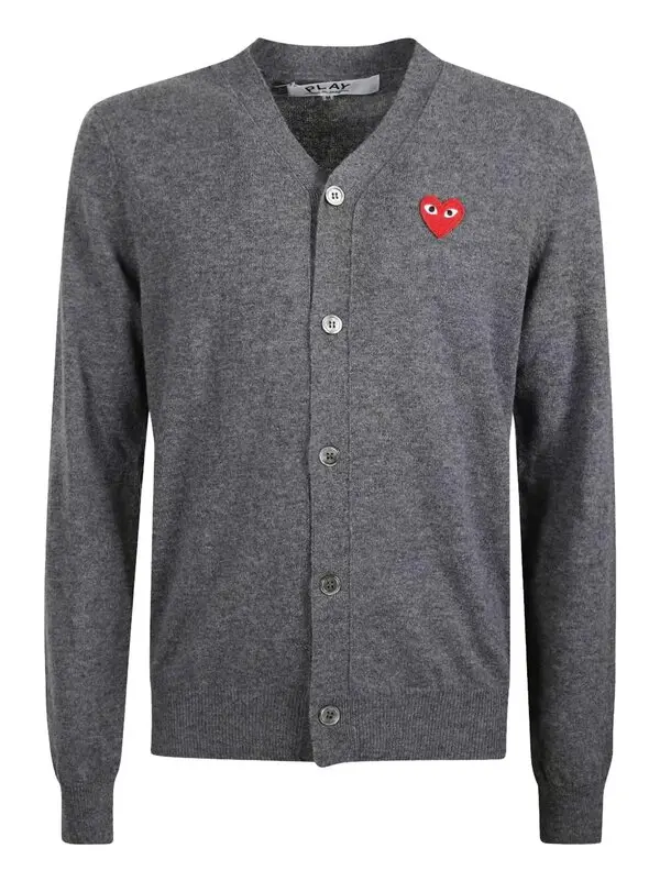 Play Comme Des Garcon V-neck Cardigan - Grey