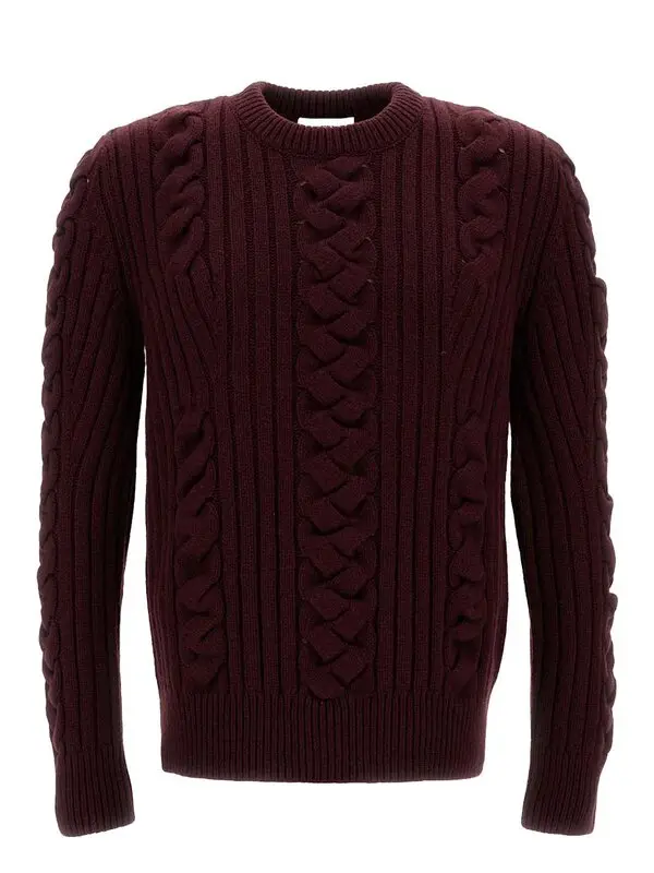 Alexander McQueen Wool Cable Knit Sweater - Red