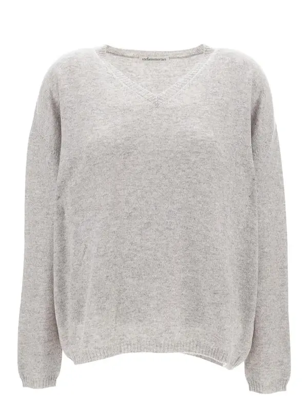 STEFANO MORTARI V-neck Cashmere Pullover - Grey
