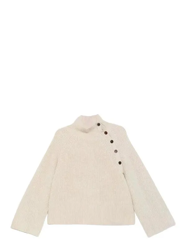 Eric Bompard High-neck Buttoned Sweater - Neutrals