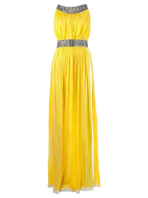 CRISTIANO BURANI Lace Trimmed Sleeveless Dress - Yellow