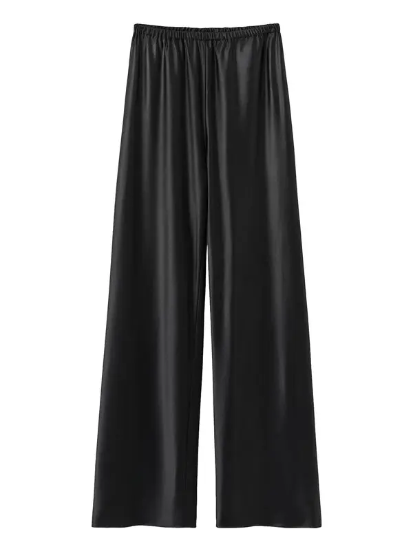 Almada Label Bias Satin Trousers - Black