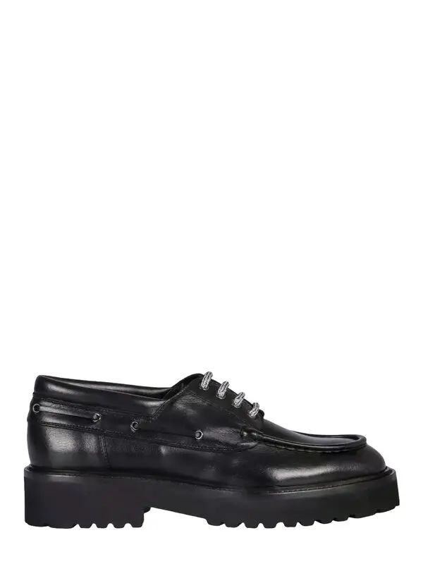 DOUCAL'S Leather Lace-up Loafers - Black