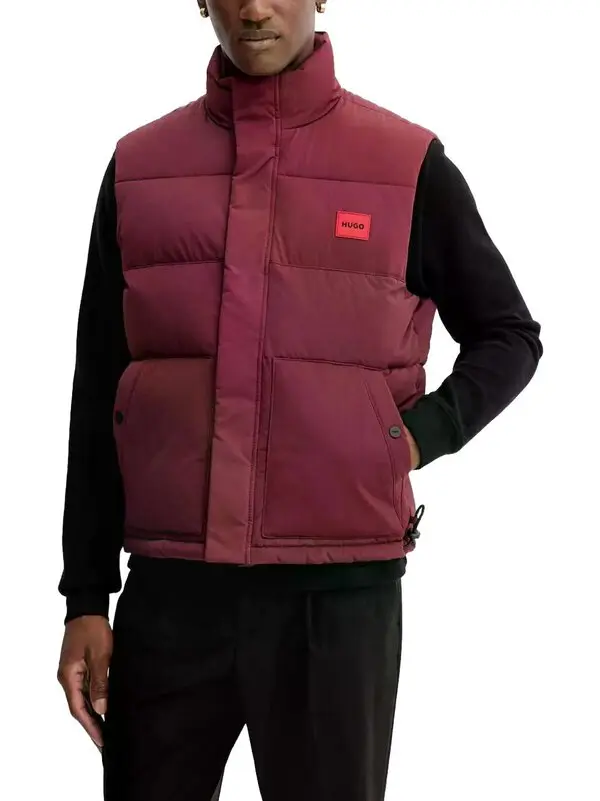 Hugo Boss Padded Gilet With Logo Patch - Red