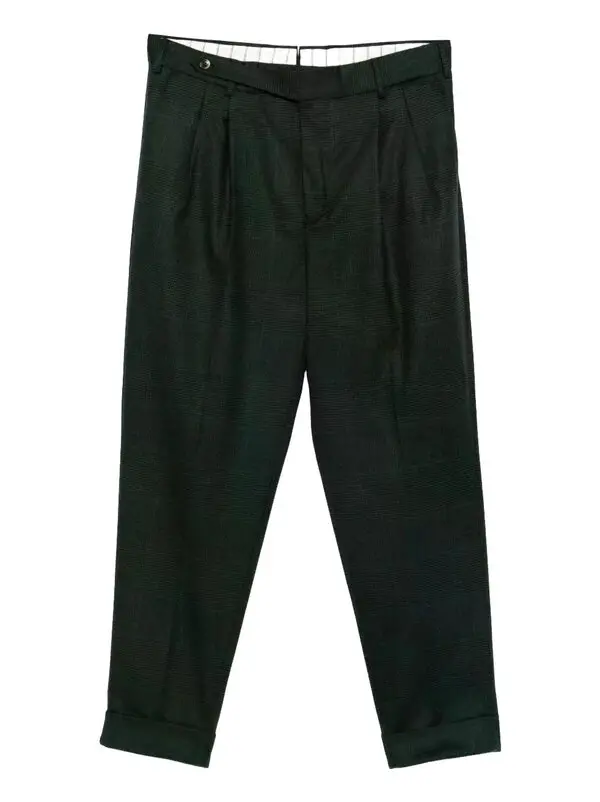 PT TORINO Pleat-detail Wool Trousers - Green