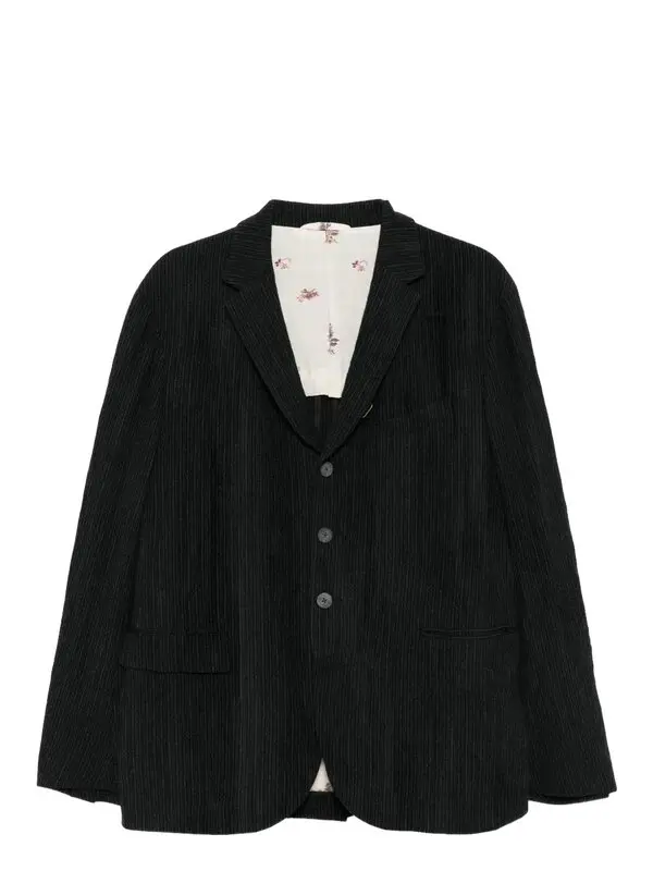 CALMLENCE Striped Blazer - Black