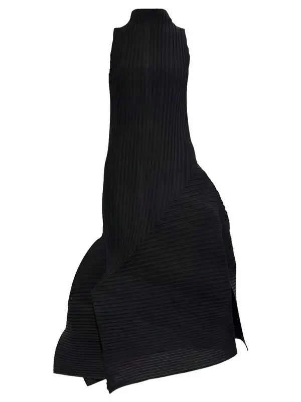 Issey Miyake Pleated High-neck Dress - Black