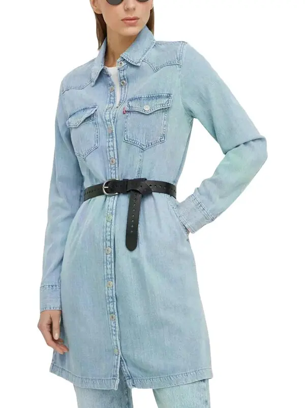 LEVI'S Buttoned Denim Shirt Dress - Blue