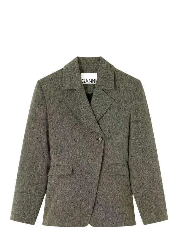 GANNI Notched-lapels Blazer - Green