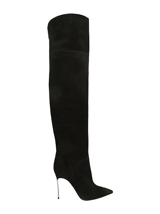 Casadei Blade 100 Suede Over-the-knee Boots - Black