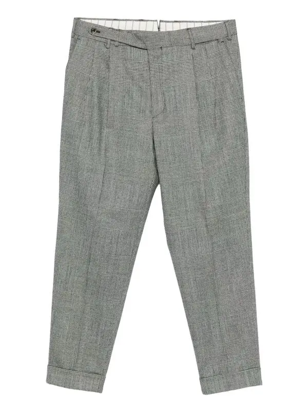 PT TORINO Checked Wool Cuffed Trousers - Grey