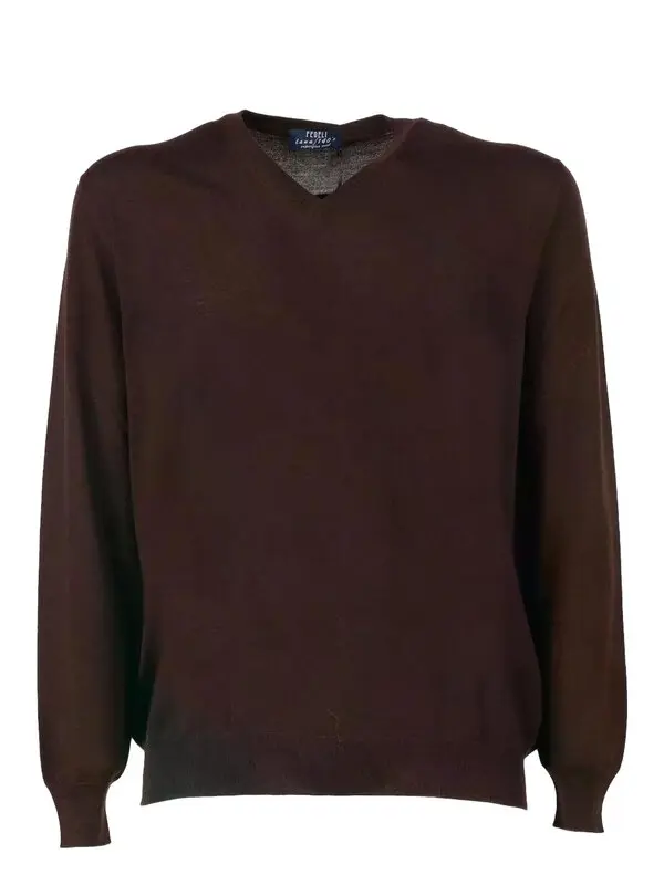 Fedeli V-neck Long Sleeve Sweater - Brown