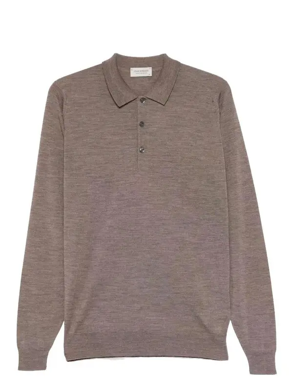John Smedley Long-sleeved Polo Shirt - Brown