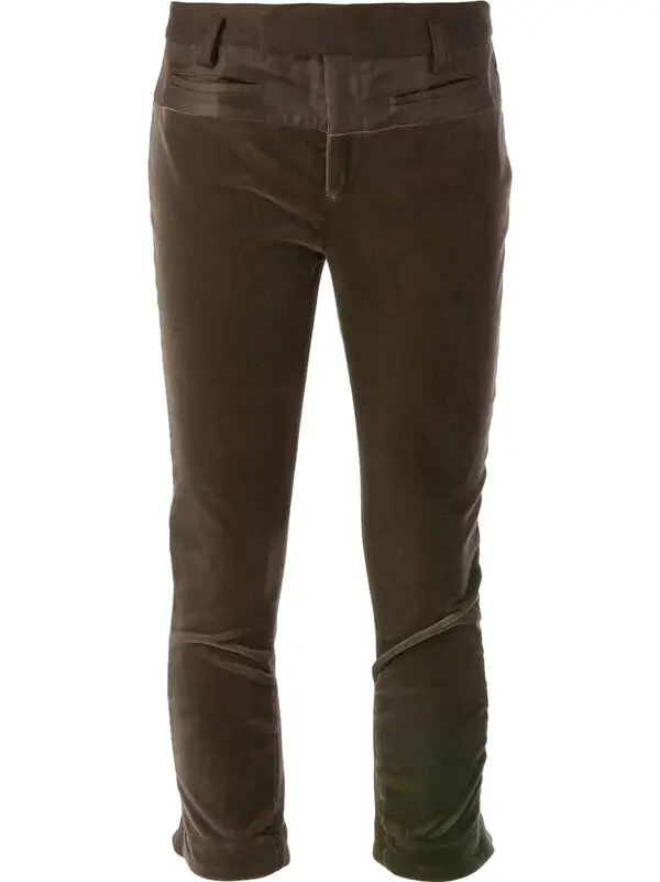 HAIDER ACKERMANN Velour Effect Cropped Trousers - Brown