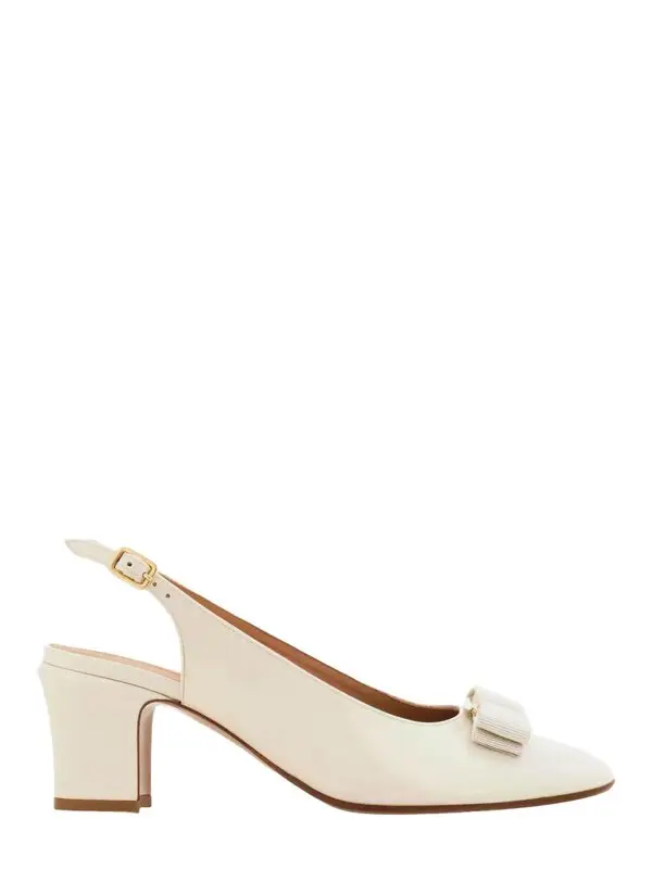FERRAGAMO 50mm Vara Bow-detail Slingback Pumps - White