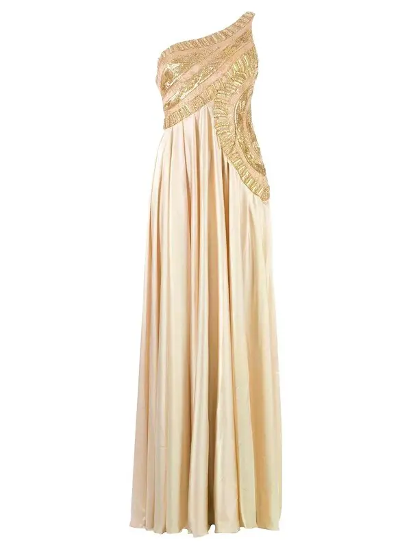 GEORGES MAK Ivana One-shoulder Draped Gown - Neutrals
