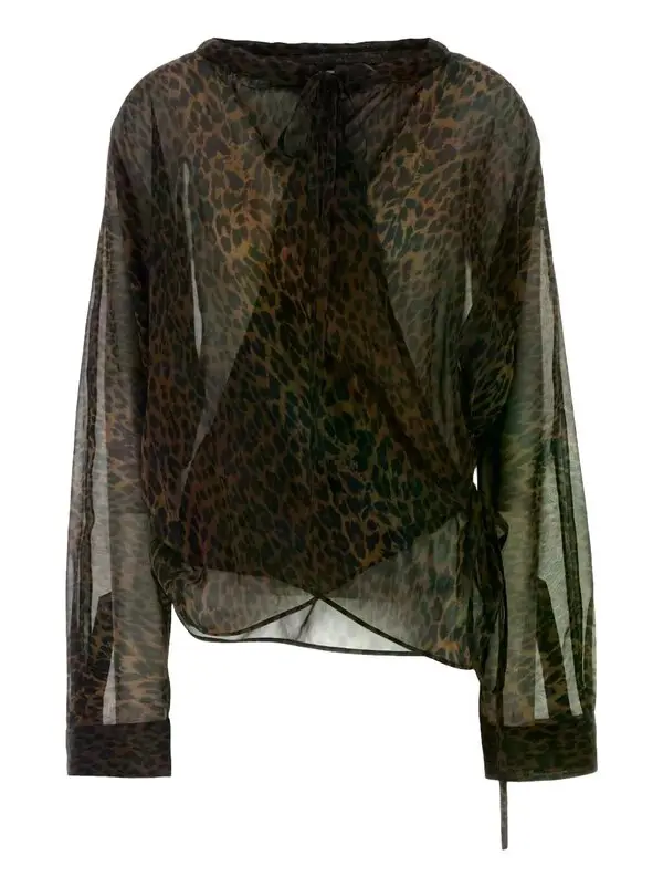 Balenciaga Printed Georgette Blouse - Brown