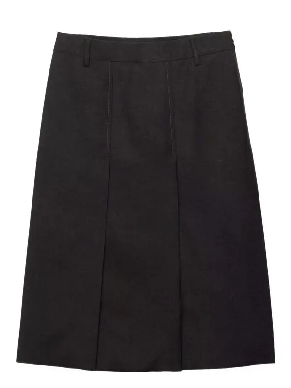 Prada Pleated Midi Skirt - Black