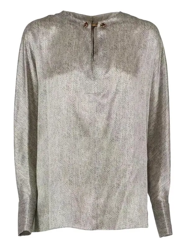 Antonelli Firenze Patterned Top With Chain Detail - Neutrals