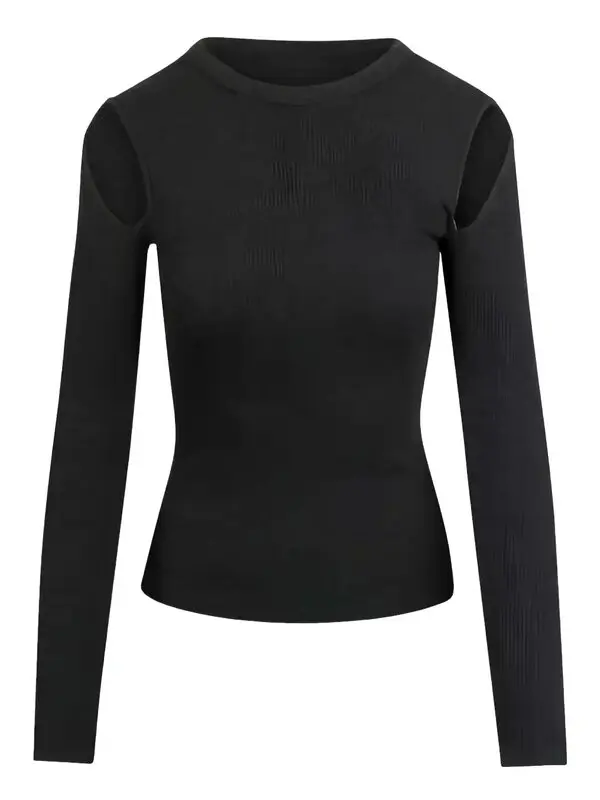 AGOLDE Cut-out Long-sleeve Ribbed Top - Grey