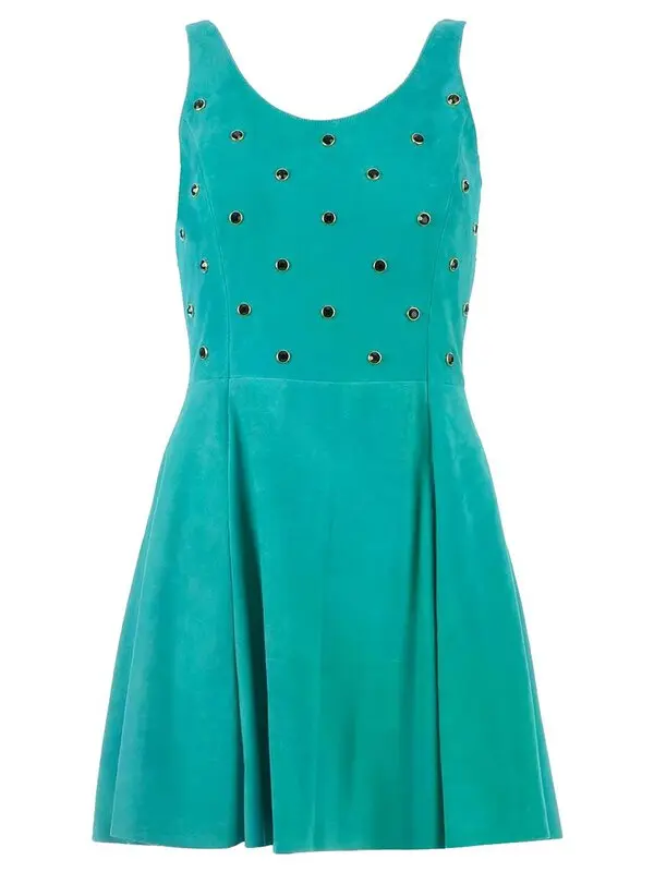 Drome Embellished Leather A-line Dress - Green