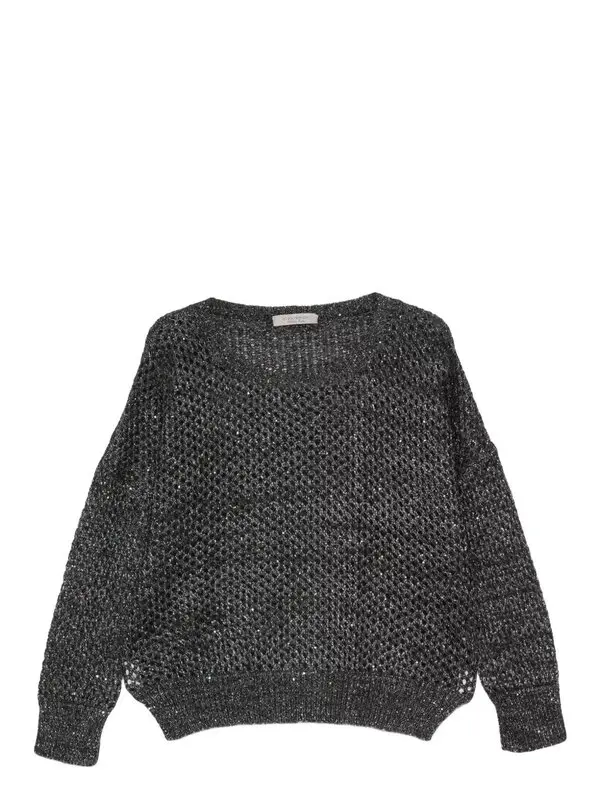 D.exterior Open-knit Sweater - Grey