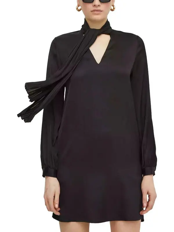 Liu Jo Pleated Tie Mini Dress - Black
