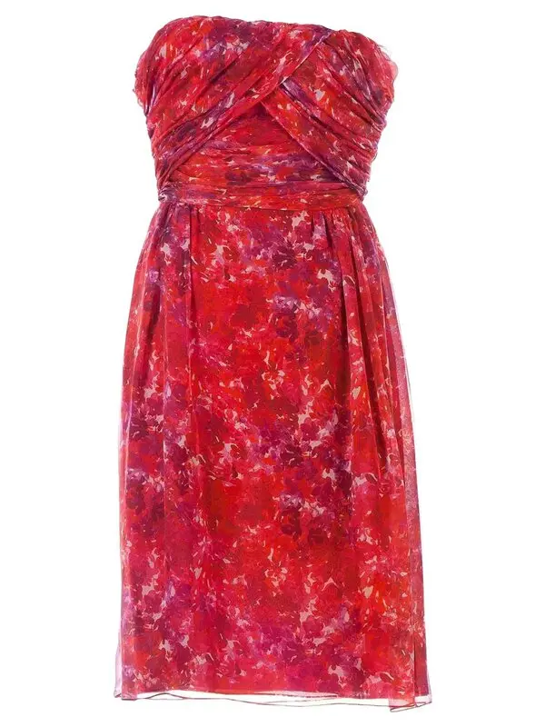 Giambattista Valli Printed Strapless Dress - Red