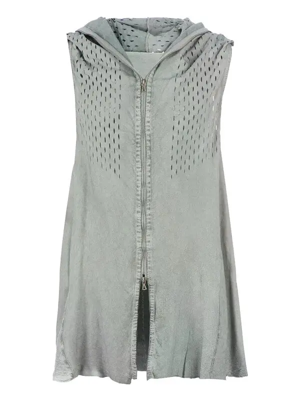ISAAC SELLAM EXPERIENCE Perforated Long Gilet - Grey